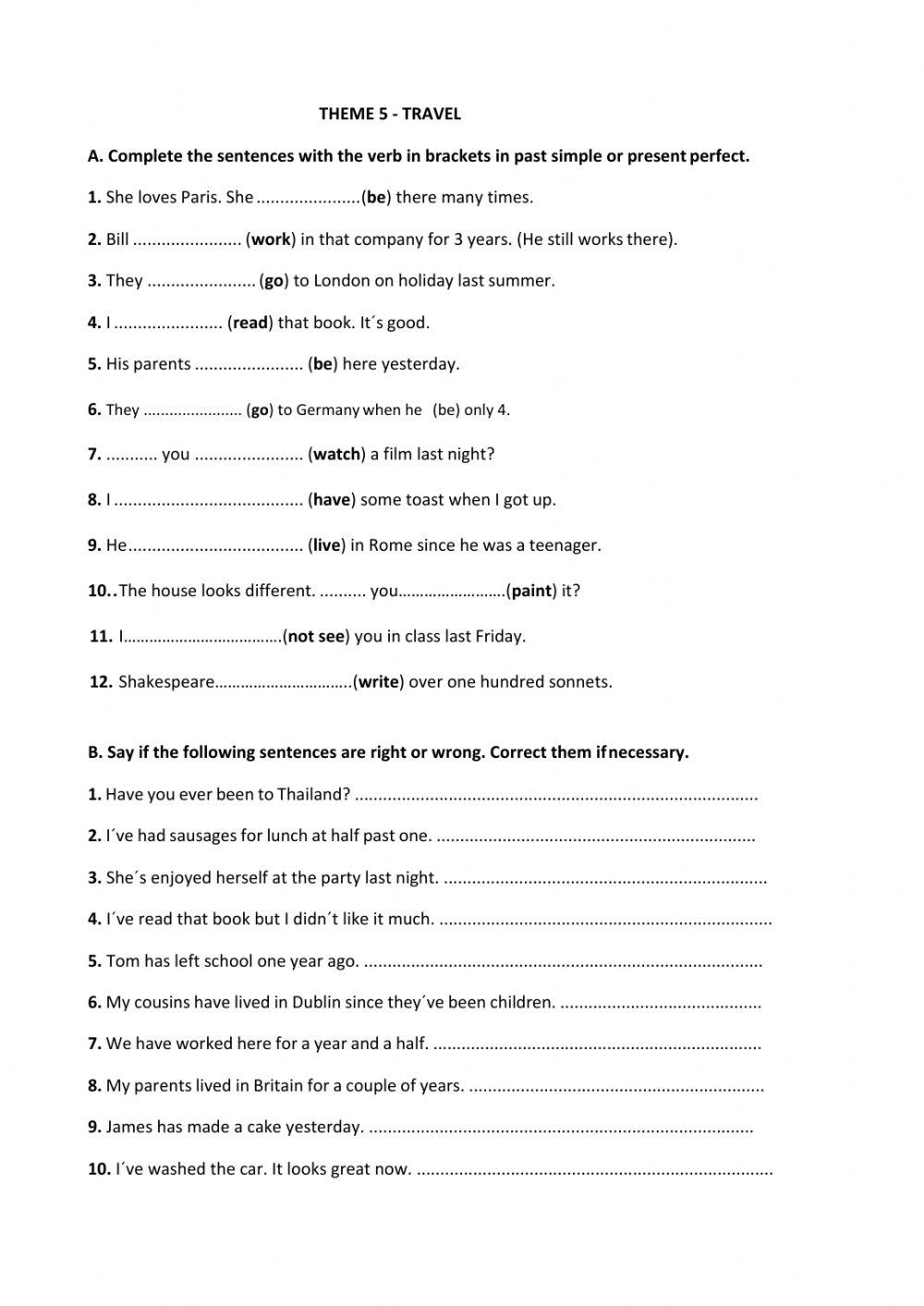 10th grade Theme 5 Worksheet worksheet | Live Worksheets
