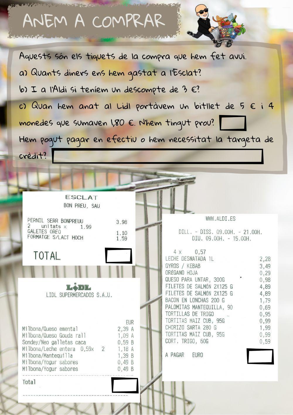 Anem a comprar | Free Interactive Worksheets | 623696