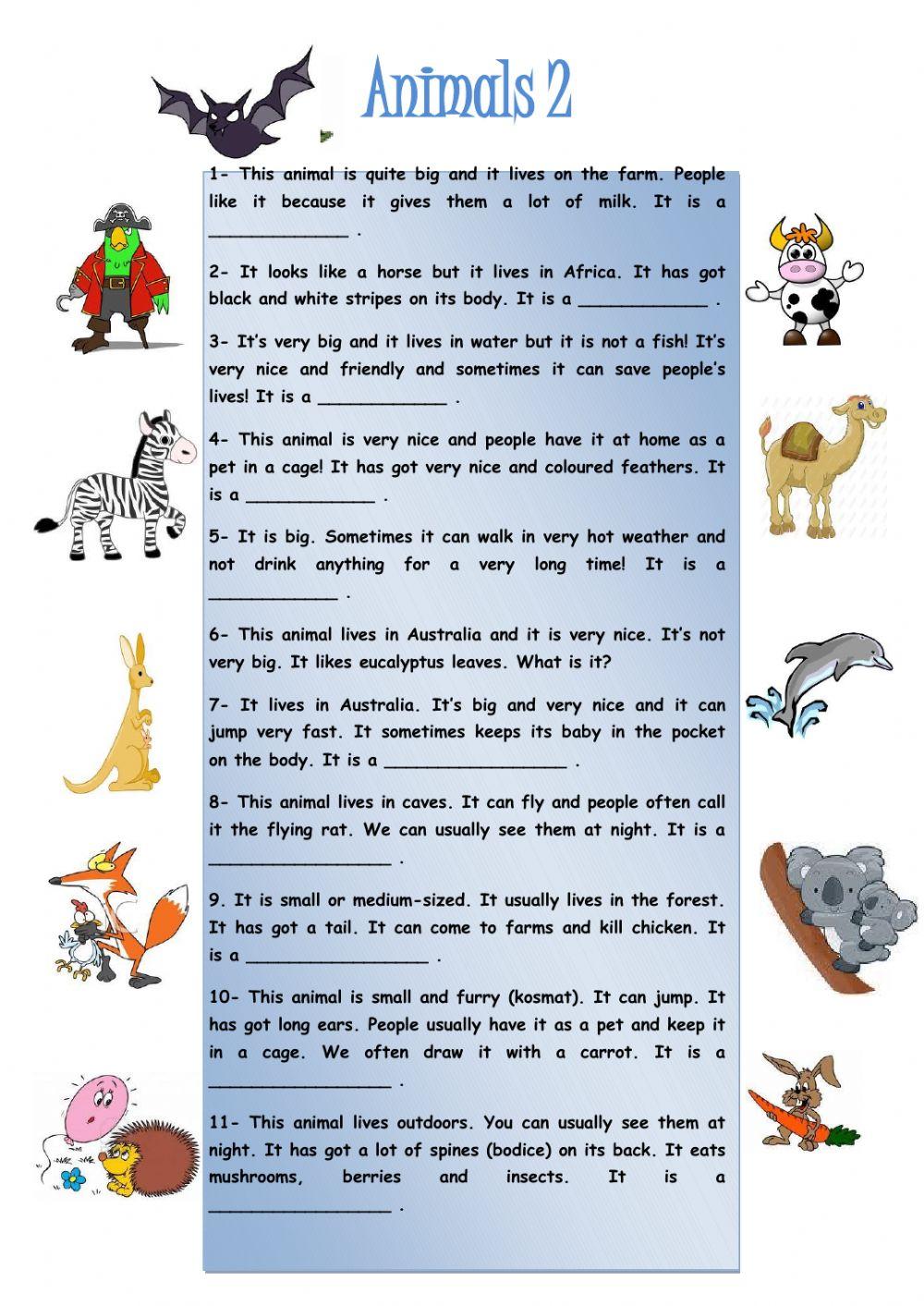 ANIMALS descriptions online exercise for | Live Worksheets