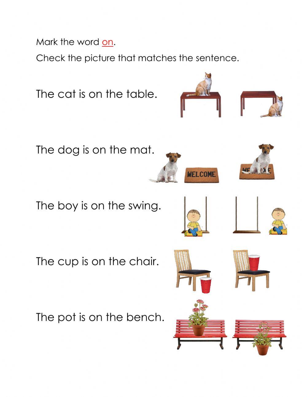 Sight word on | Free Interactive Worksheets | 624331