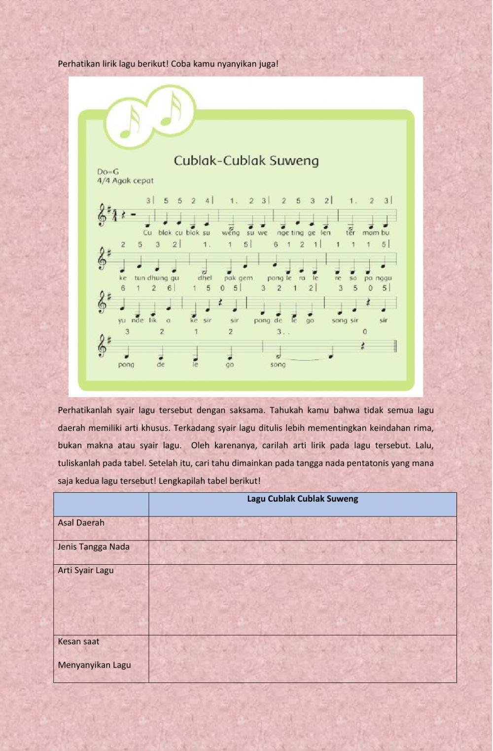 LK SBdP Tangga Nada 1 worksheet | Live Worksheets