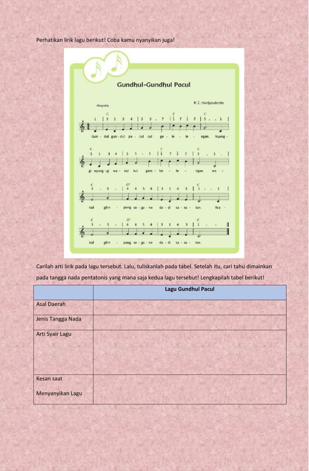 LK SBdP Tangga Nada 1 worksheet | Live Worksheets