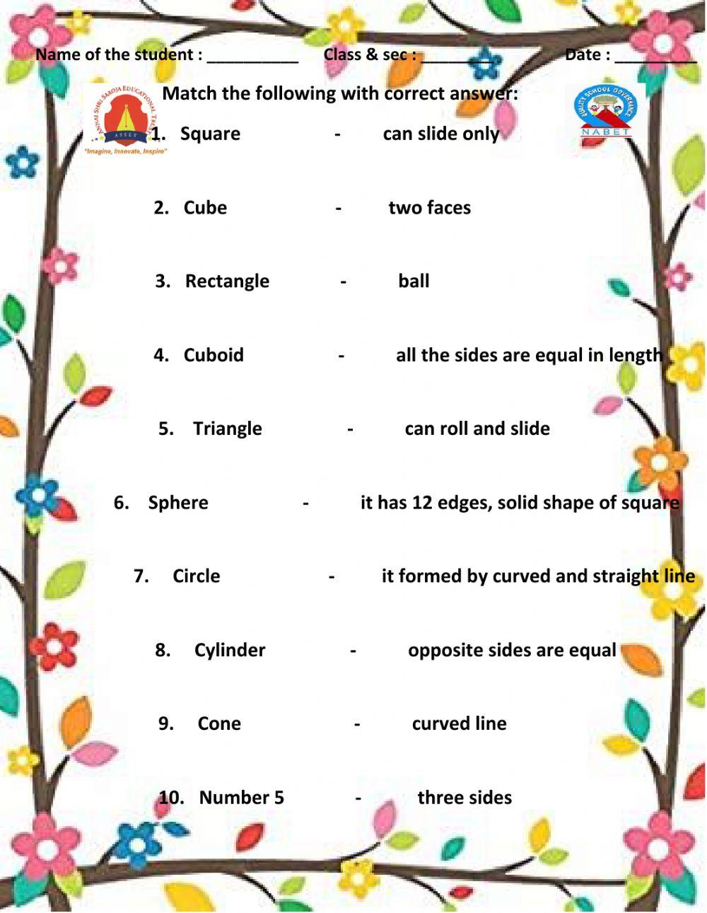 Shapes online exercise for Grade 2 | Live Worksheets