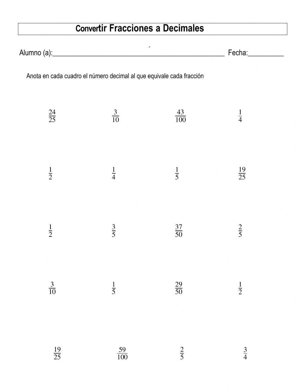 Convertir Fracciones A Decimales Interactive Worksheet Live, 54% OFF Convertir Fracciones A Decimales Interactive Worksheet Live, 54% OFF