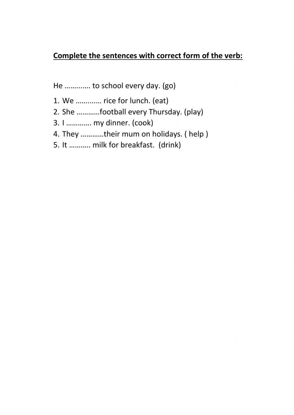 Present form worksheet | Live Worksheets