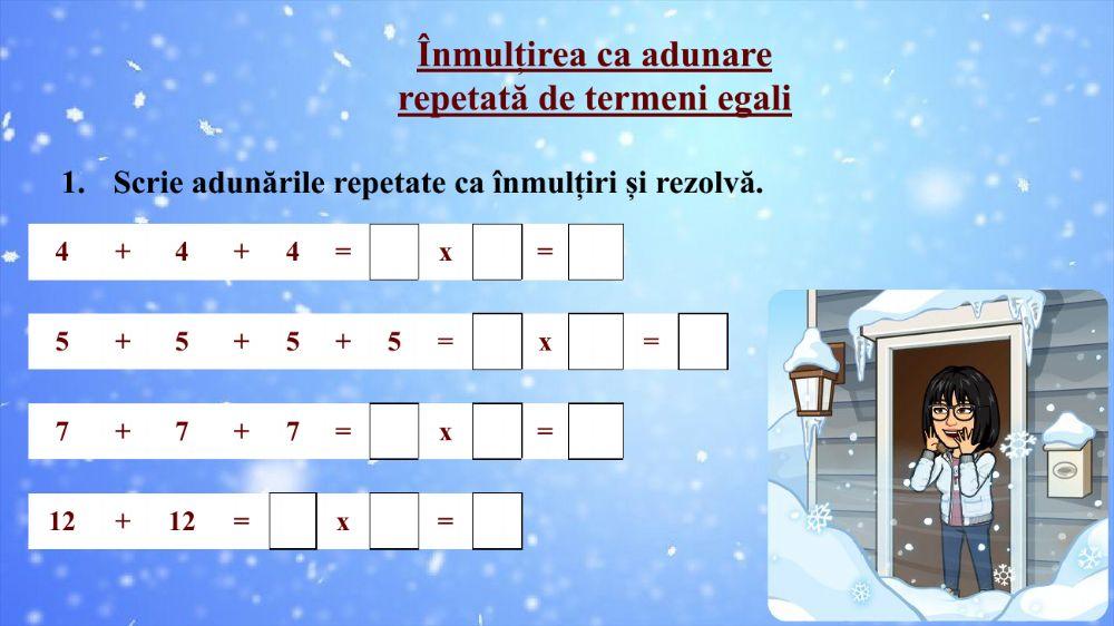 Înmulțirea ca adunare repetată de termeni egali worksheet | Live Worksheets