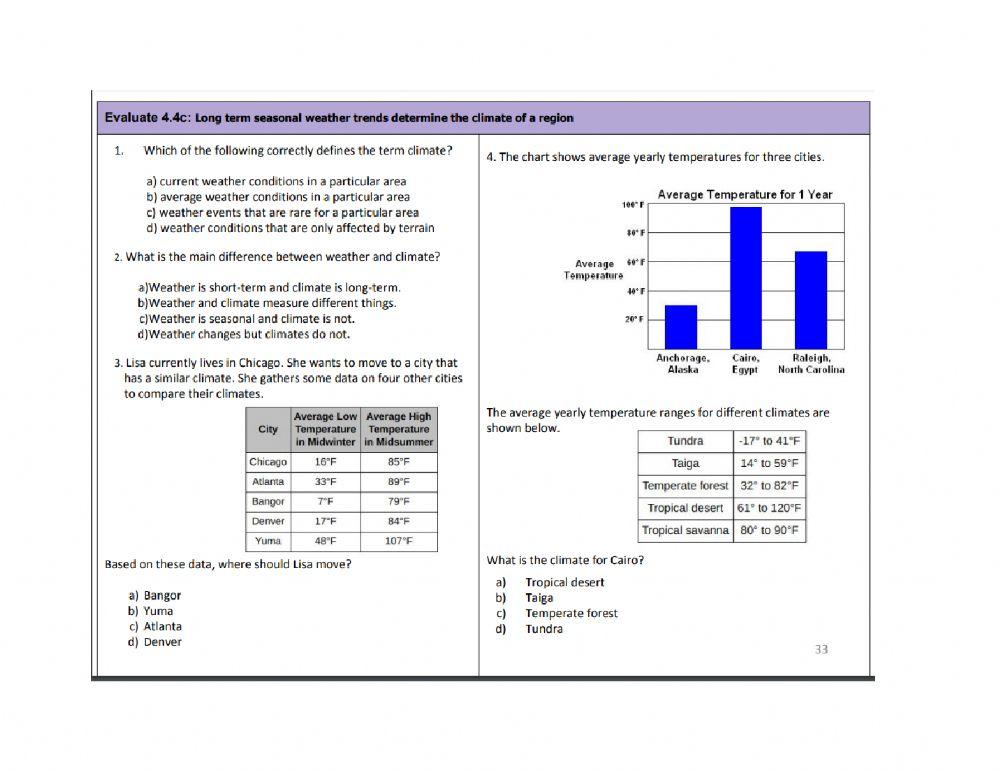Weather Assessment 1-15-2021 worksheet | Live Worksheets