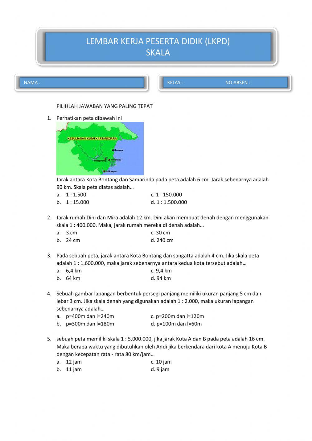 Skala Perbandingan worksheet | Live Worksheets