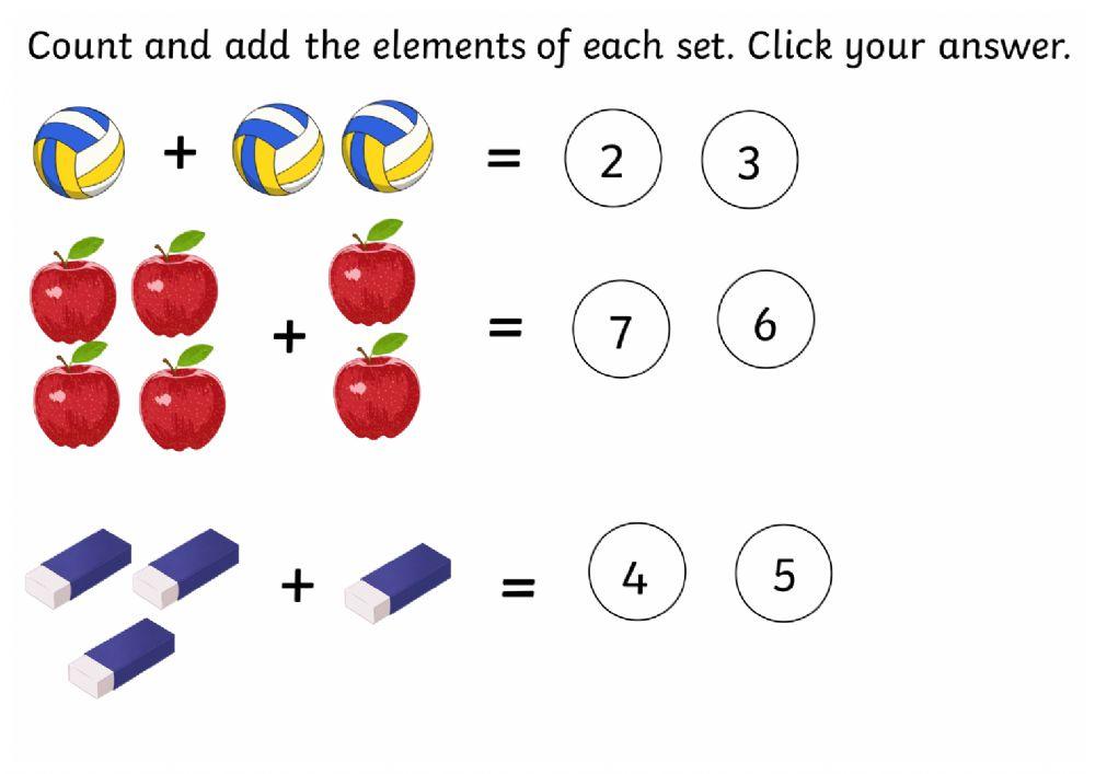 Addition online exercise for Preschool | Live Worksheets