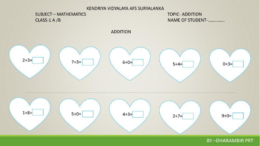 Addition online exercise for 1 | Live Worksheets
