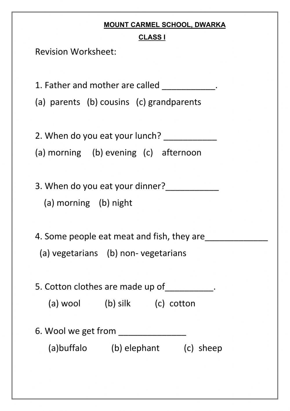 Evs activity for 1 | Live Worksheets
