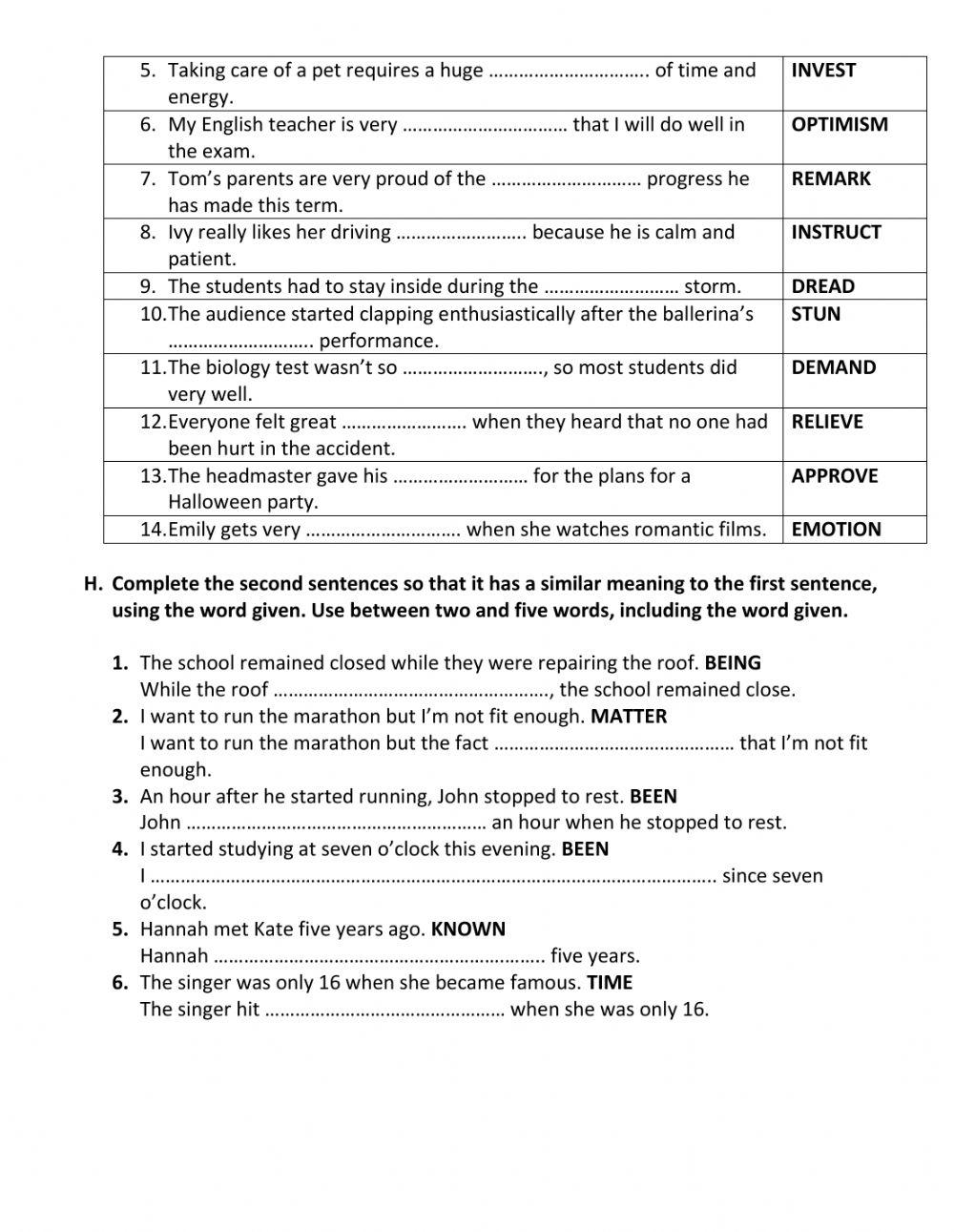 E Revision worksheet | Live Worksheets