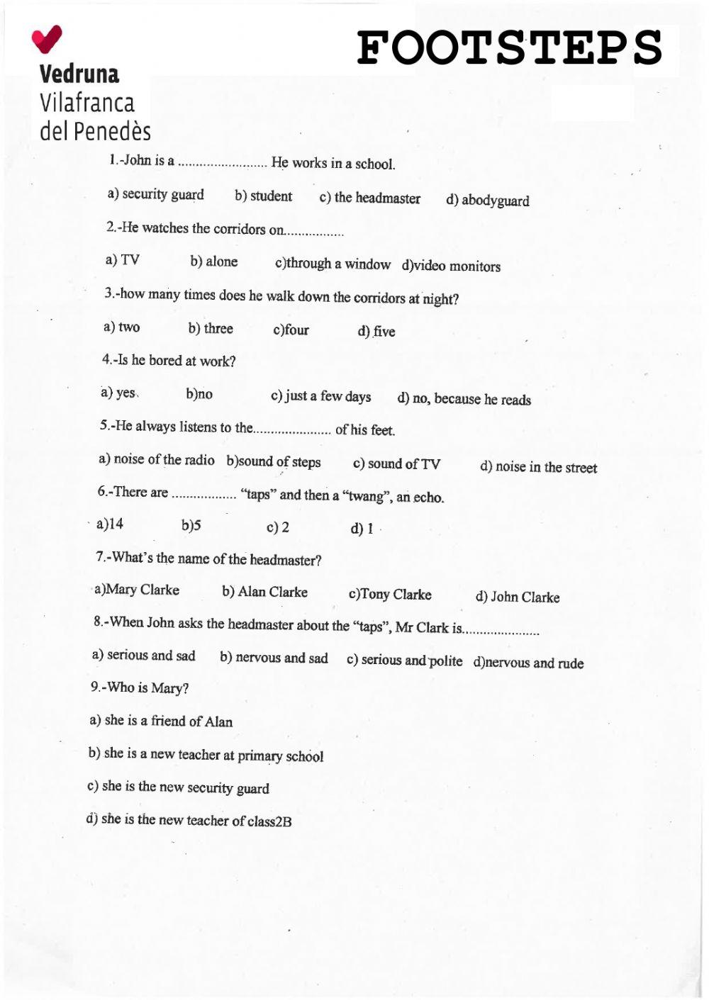 Footsteps-TEST 6355052 | saolra | LiveWorksheets