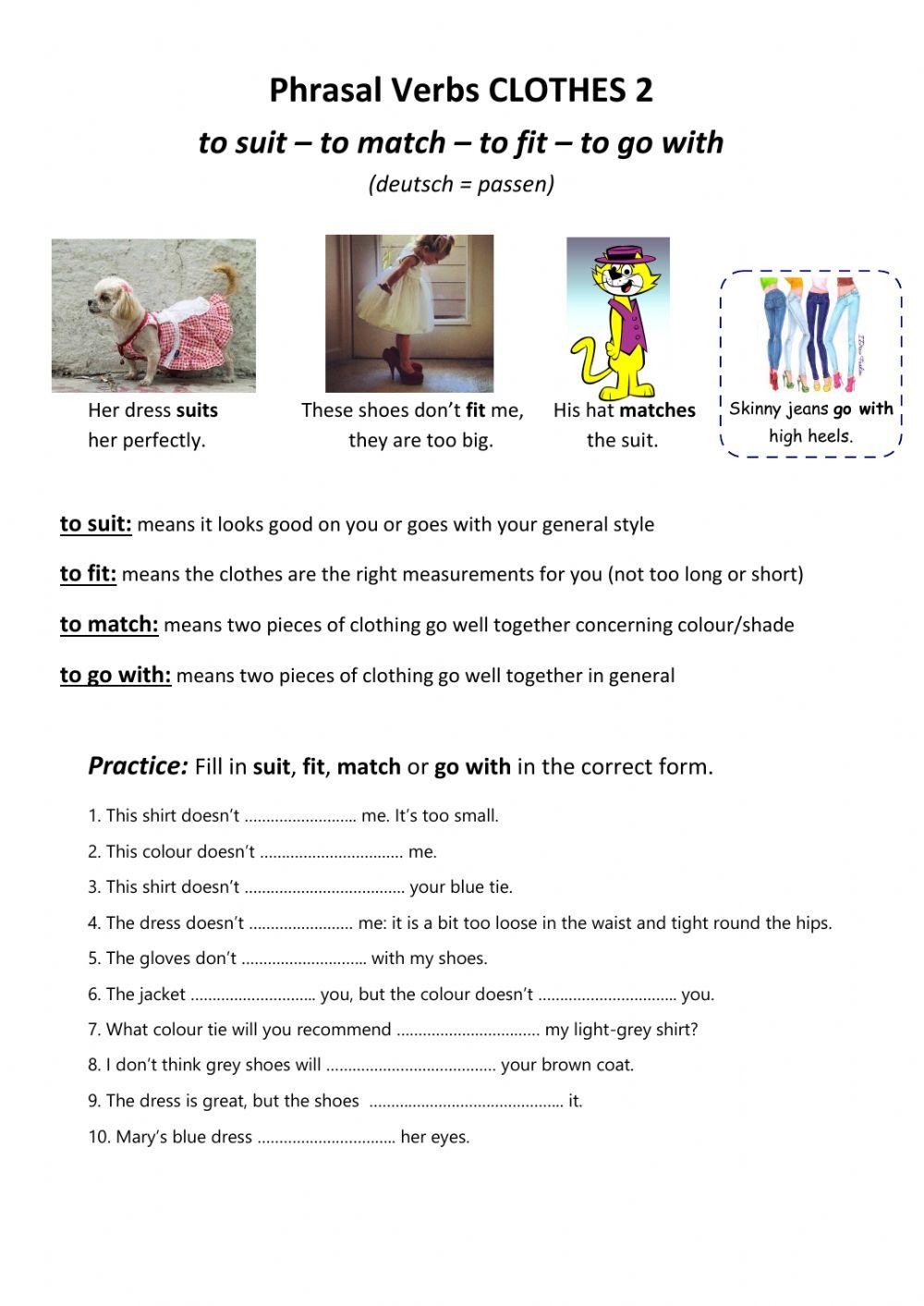 Phrasal Verbs Clothes Online Exercise For Live Worksheets