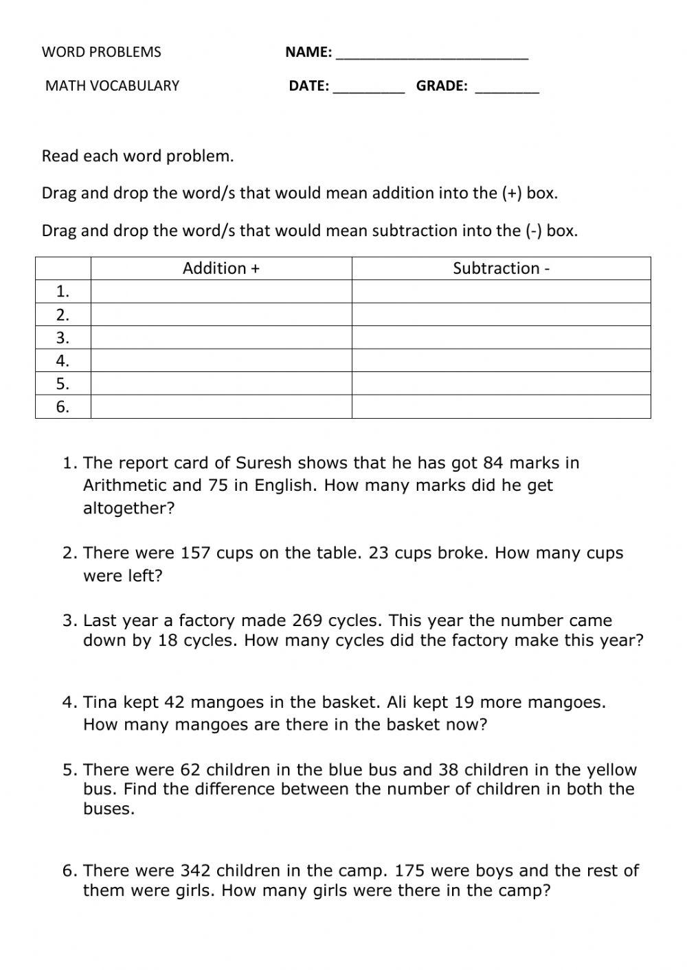 628190 | Math Vocabulary | Tejalved | Liveworksheets