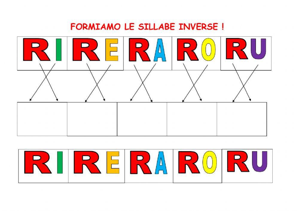 Formiamo le sillabe inverse con L e R worksheet | Live Worksheets