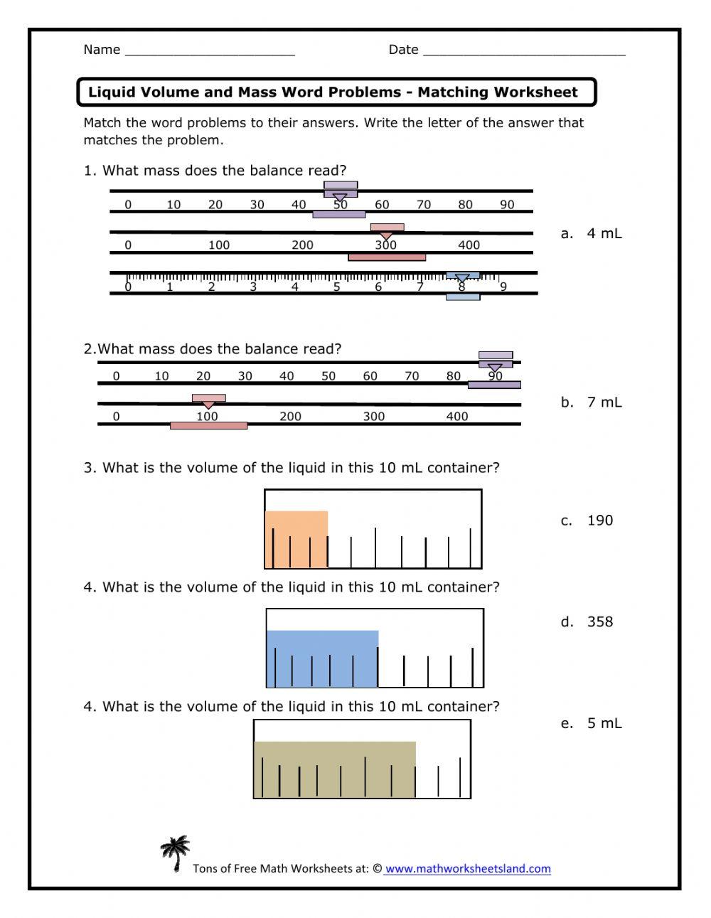 Mass and Volume Exercise 6356940 | teacheredmar | Live