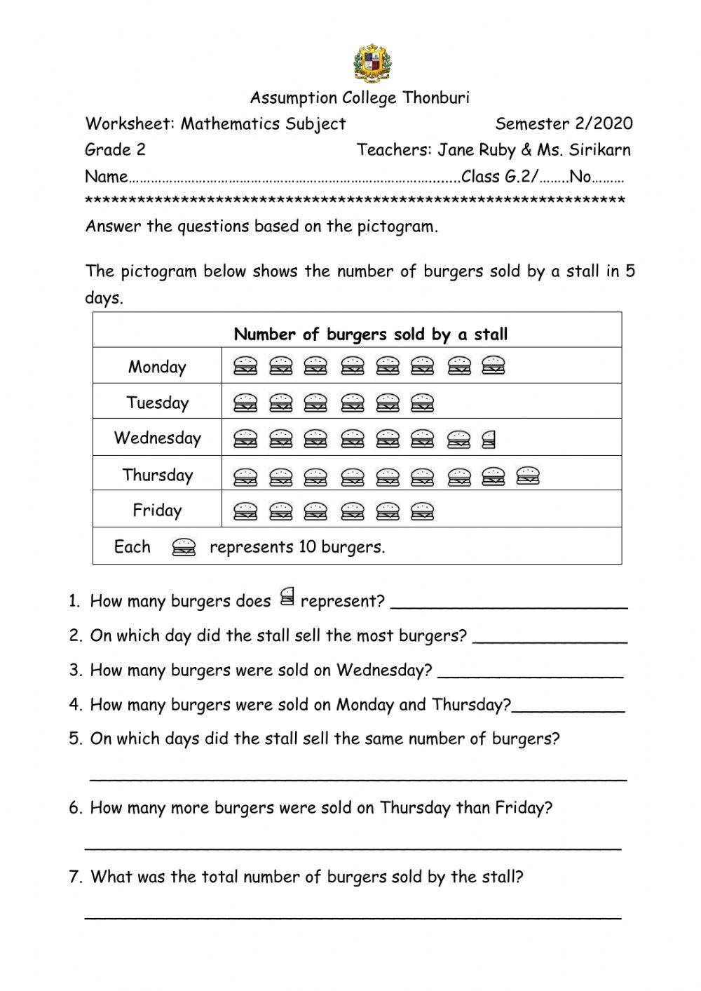 4605297 | Pictogram Worksheet Grade-2 | Janerubyy