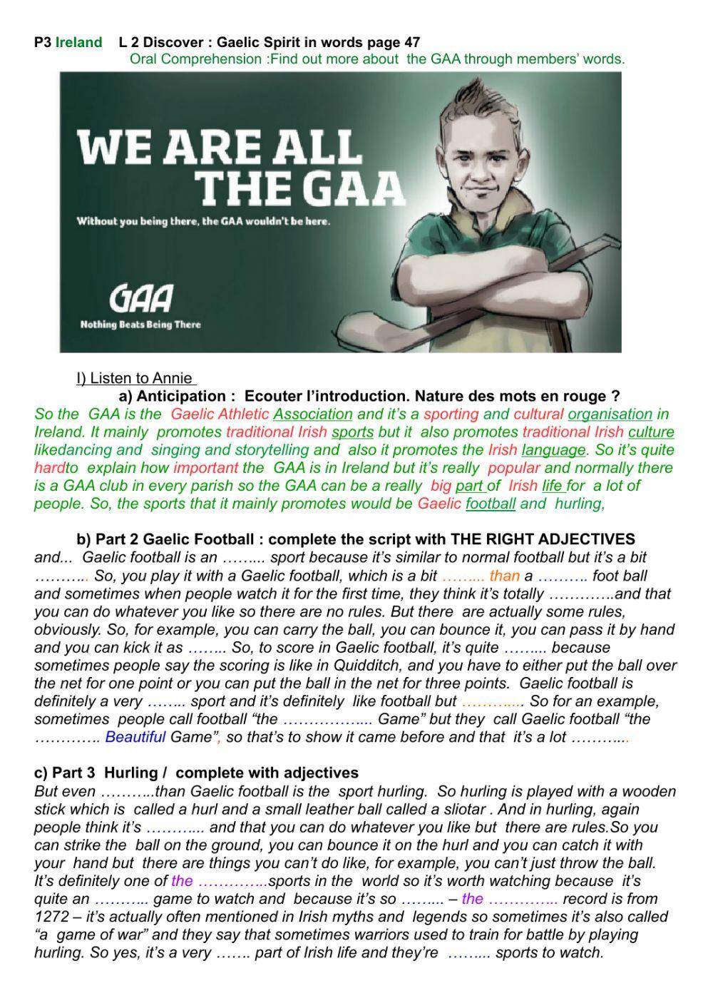 Gaelic sports i… | Free Interactive Worksheets | 628886