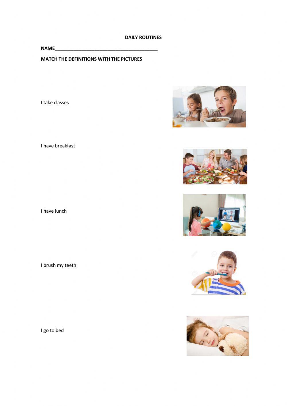 Daily routines online exercise for ELEMENTAL | Live Worksheets