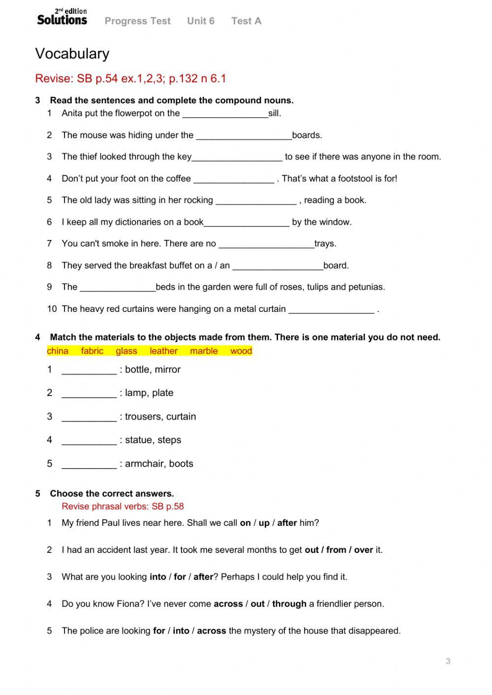 Preparation for the test Unit 6 Solutions Y9 worksheet | Live Worksheets