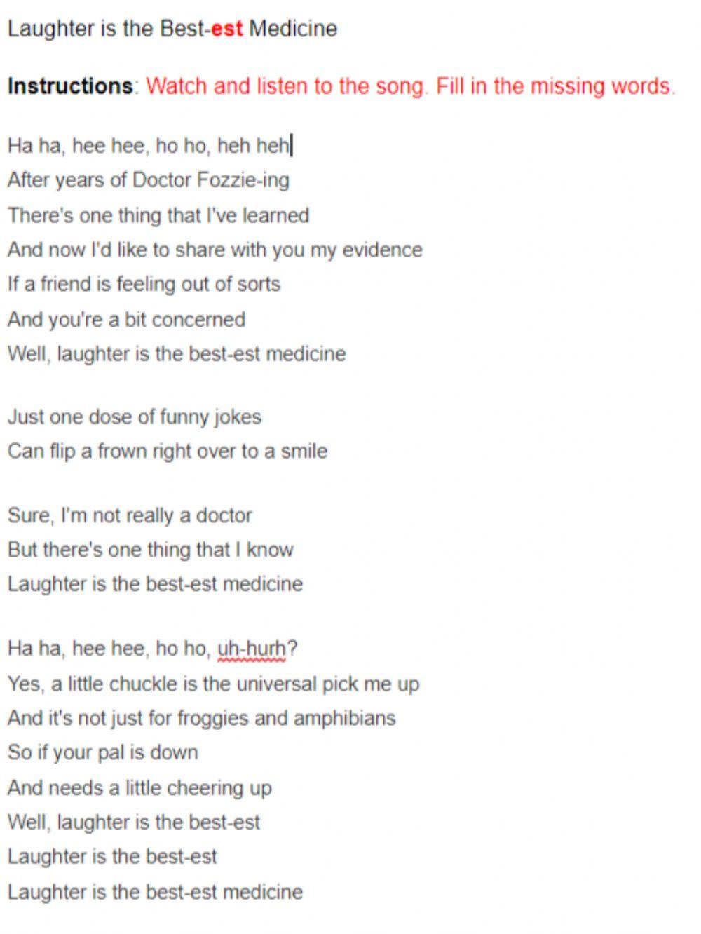 Keep Thinking page 50 song worksheet | Live Worksheets