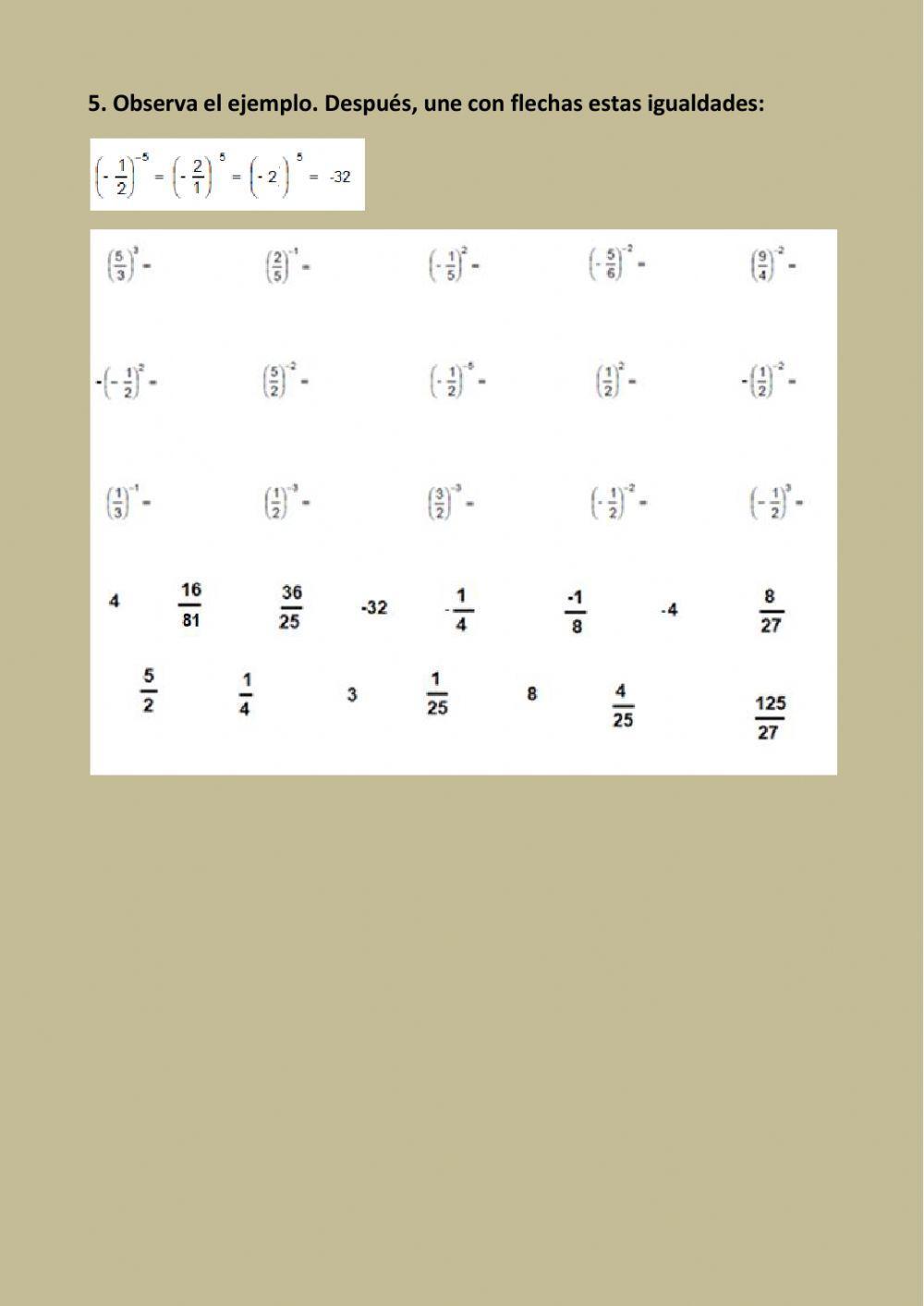 Signo de una potencia worksheet | Live Worksheets