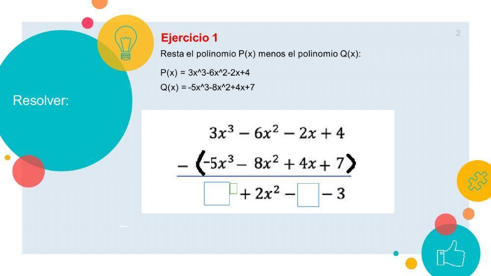 Resta de polinomios activity | Live Worksheets