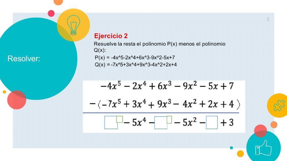 Resta de polinomios activity | Live Worksheets