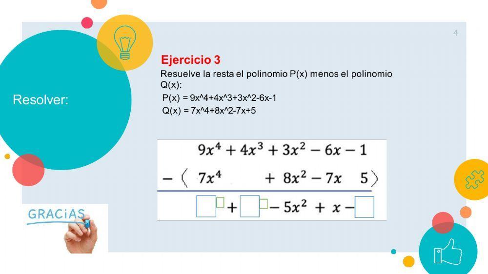 Resta de polinomios activity | Live Worksheets
