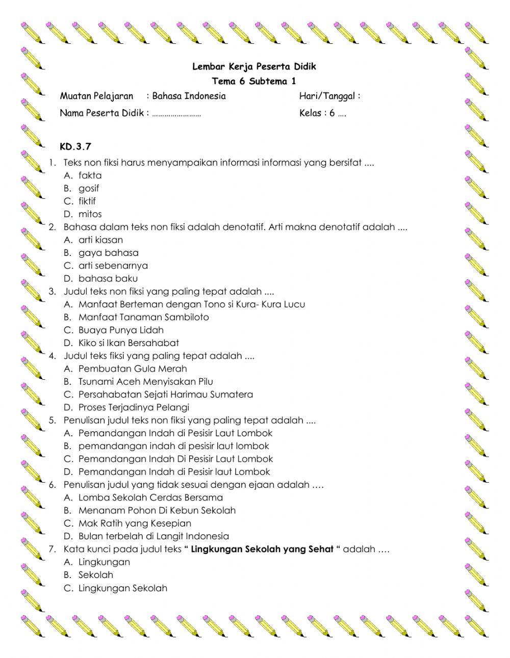 LKPD 1 Bind 3.7 worksheet | Live Worksheets