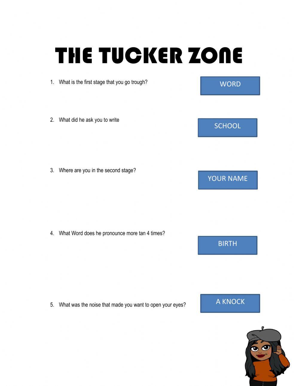 Tucker zone worksheet | Live Worksheets