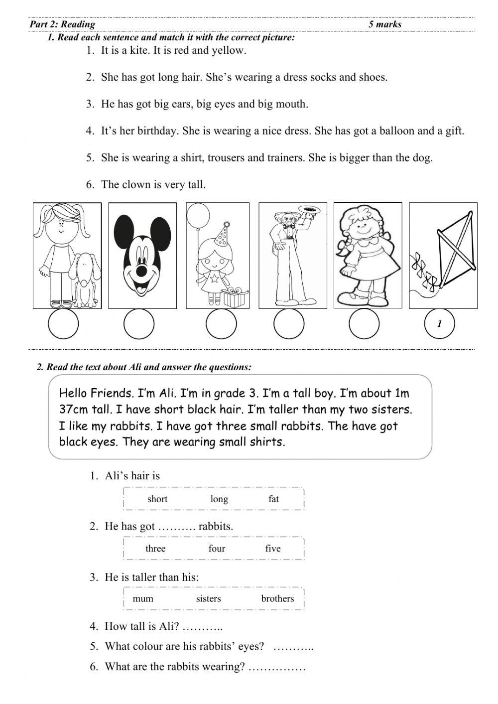 TEST 1 grade 3 interactive worksheet | Live Worksheets