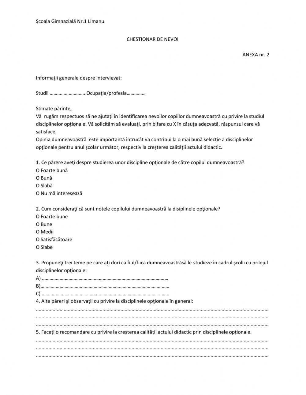 chestionar parinti cds online exercise for | Live Worksheets