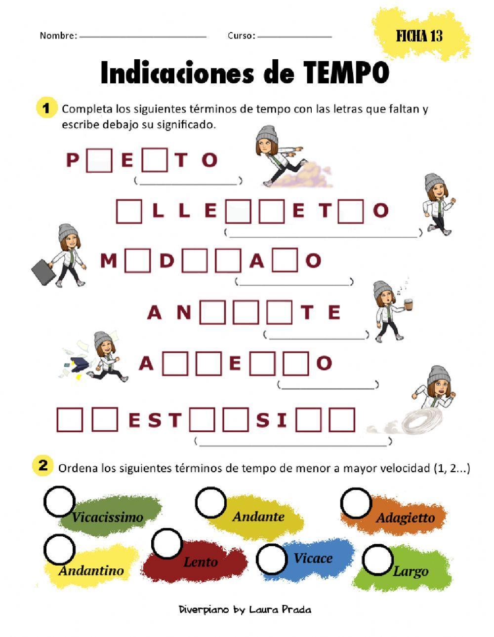 Indicaciones de tempo worksheet | Live Worksheets