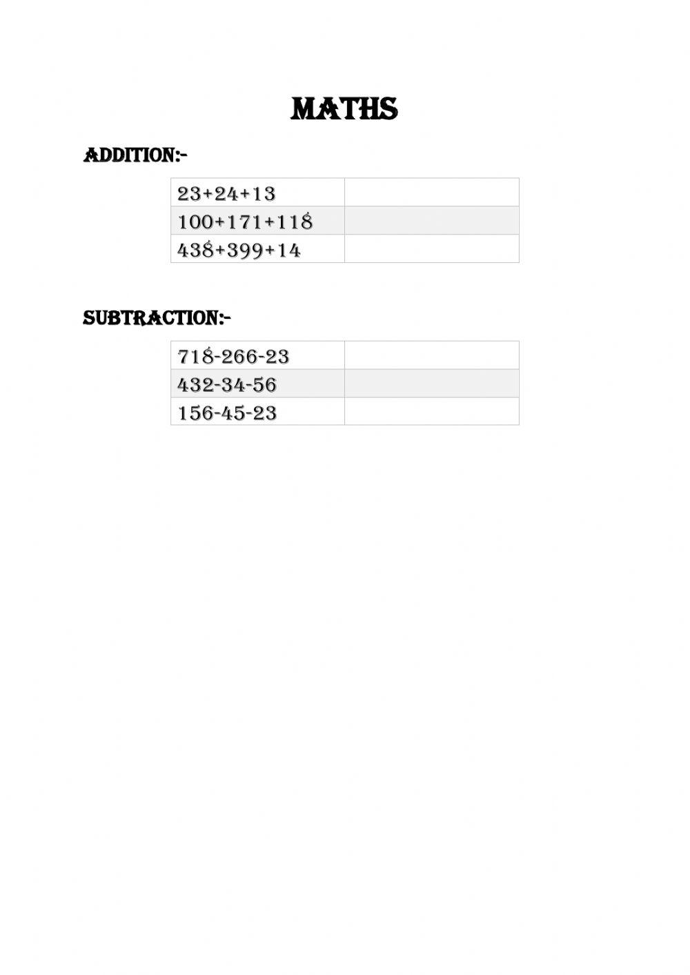 Maths online exercise for 1 | Live Worksheets
