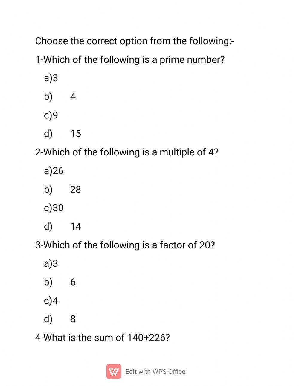 MCQ Questions worksheet | Live Worksheets