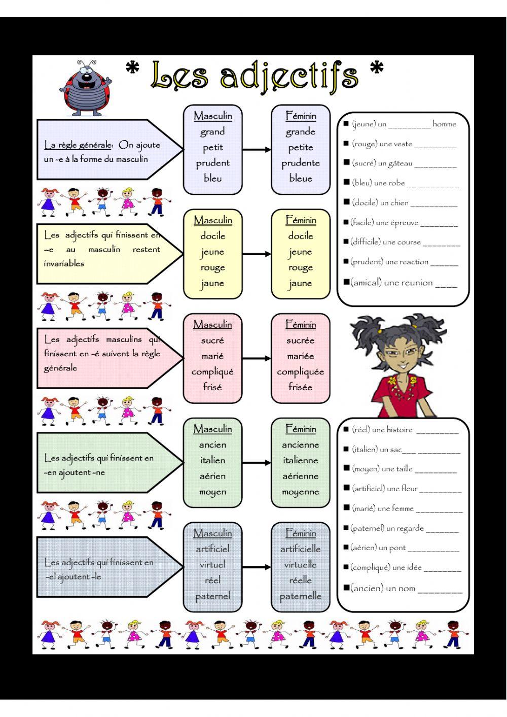 Les adjectifs q… | Free Interactive Worksheets | 4608741