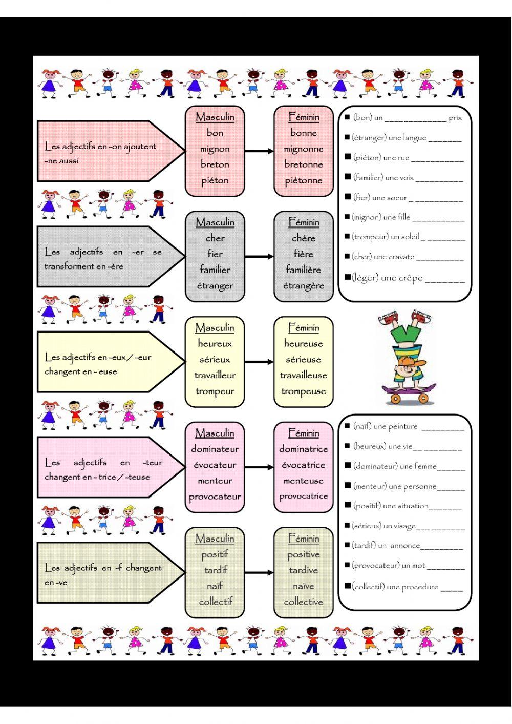 Les adjectifs q… | Free Interactive Worksheets | 4608741