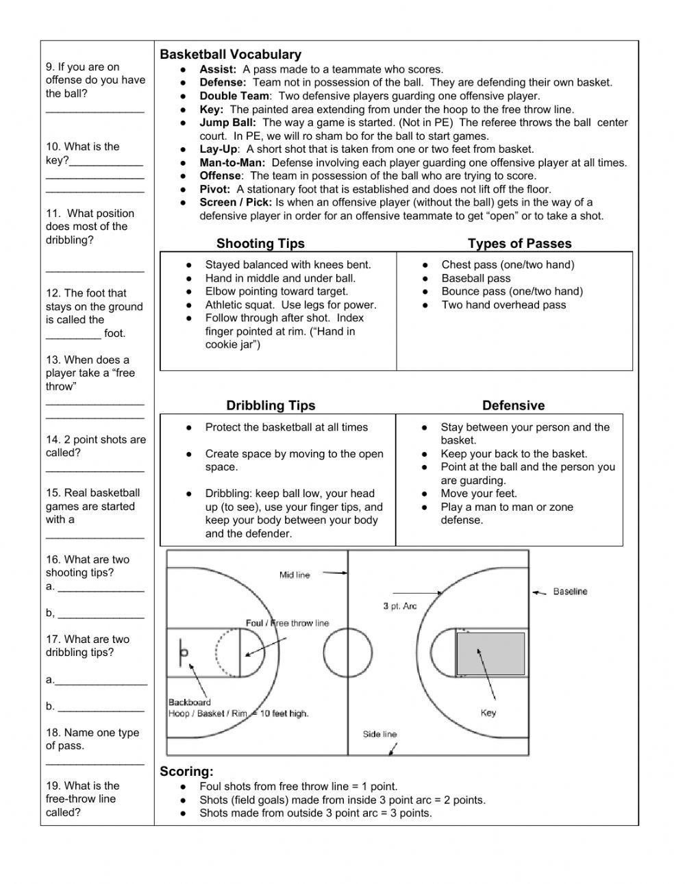 Basketball Guide | Free Interactive Worksheets | 631716