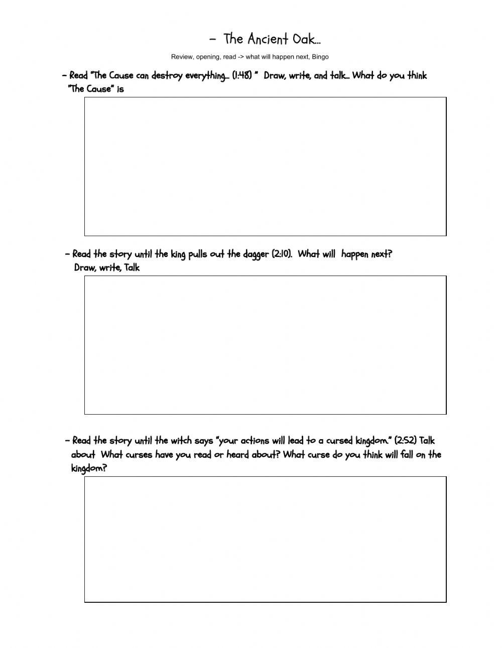 The Ancient Oak worksheet | Live Worksheets