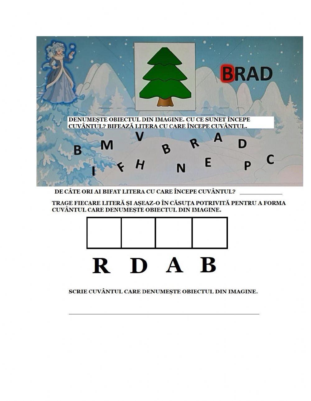 Cu ce literă începe cuvântul? (iarna) worksheet | Live Worksheets