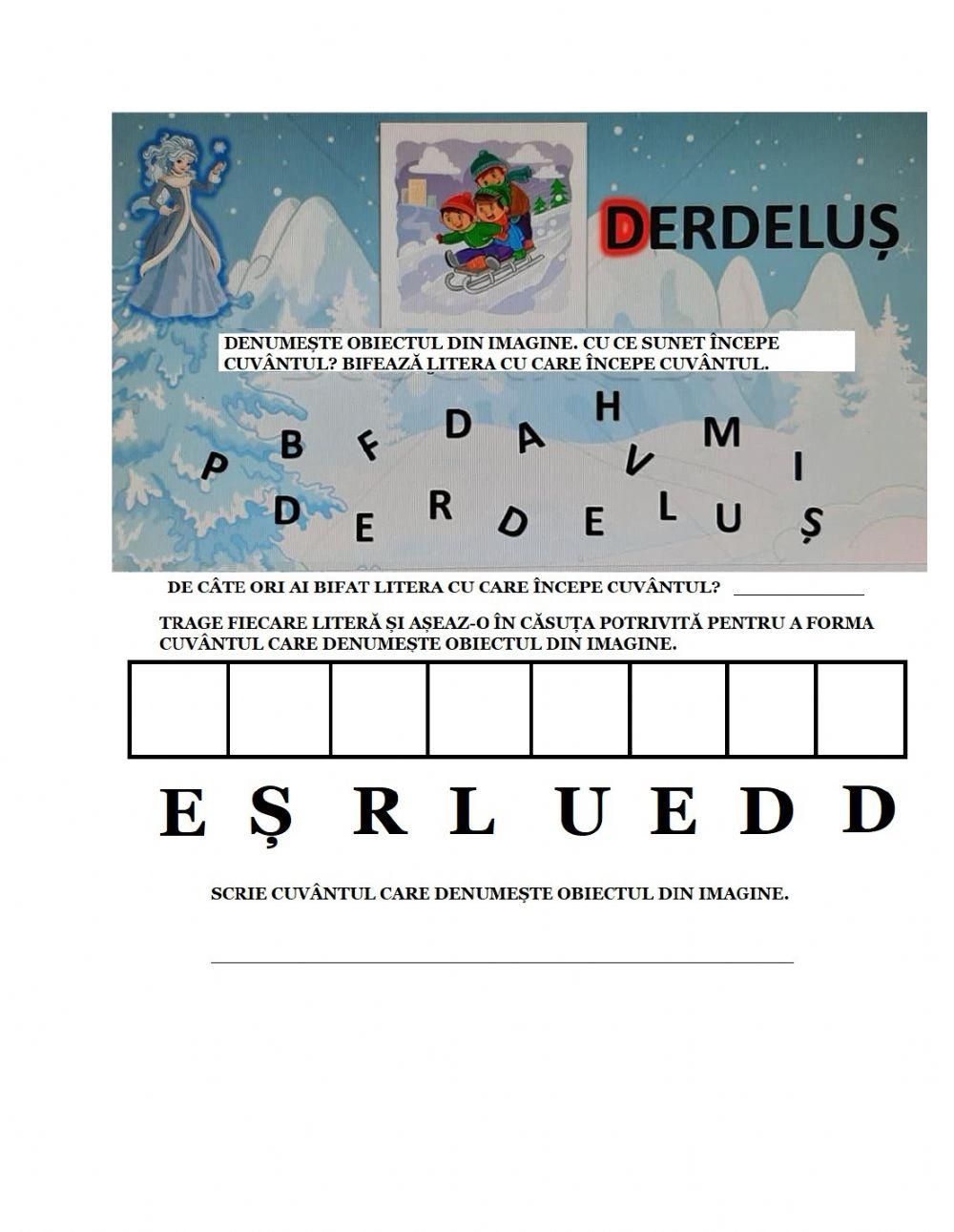 Cu ce literă începe cuvântul? (iarna) worksheet | Live Worksheets