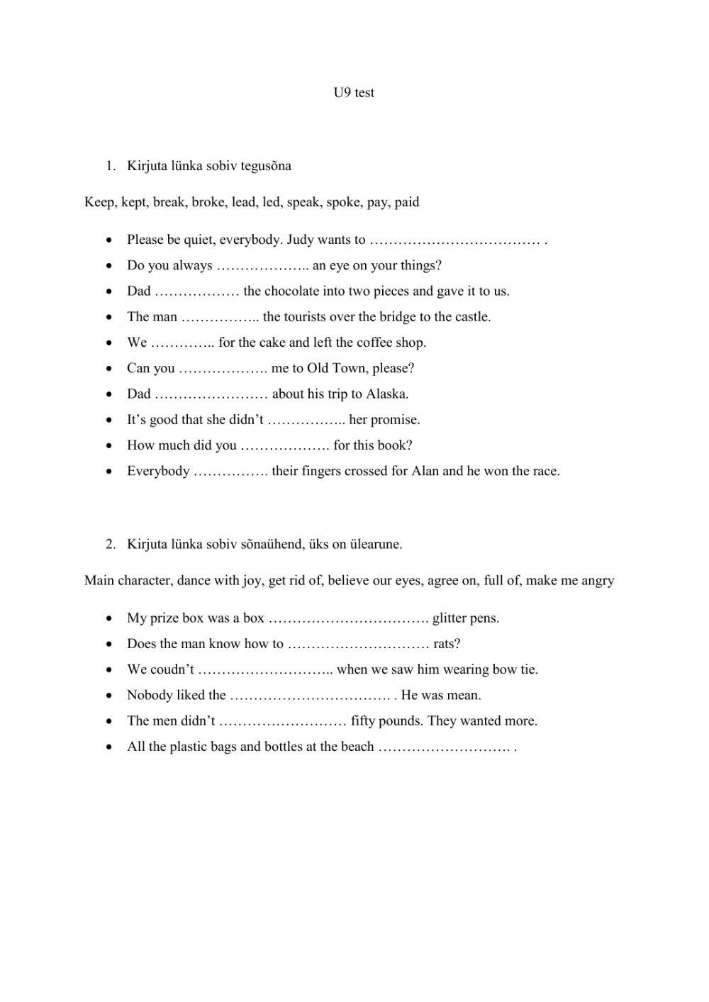 ILE 3 U9 test | Free Interactive Worksheets | 633985