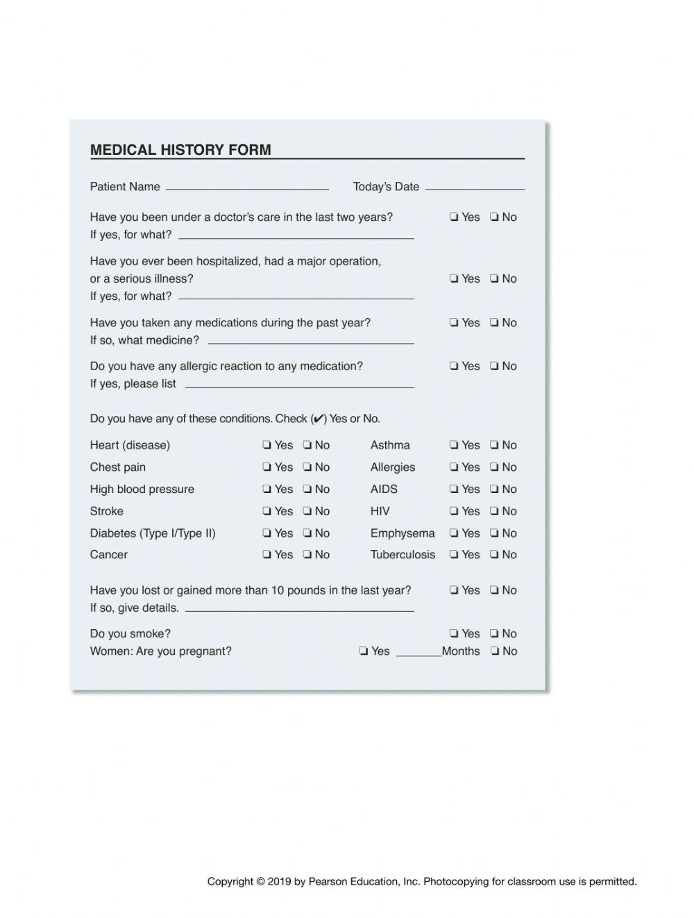 Medical History Form editable | Olivia Bohnhoff | Live