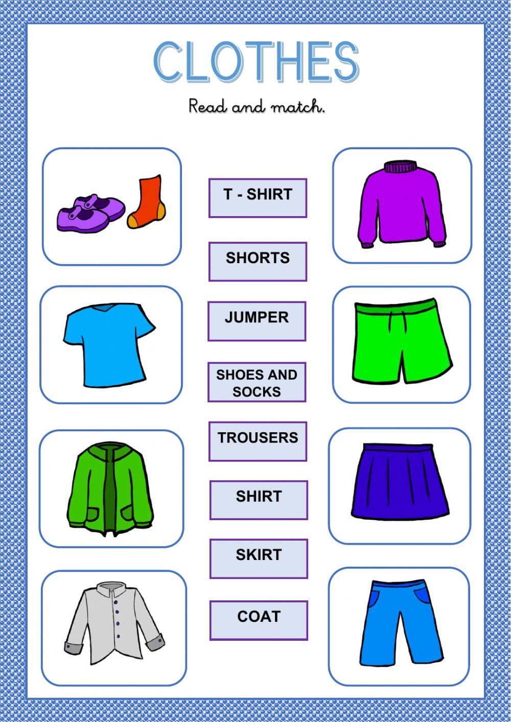 Clothes online exercise for GRADE 2 | Live Worksheets
