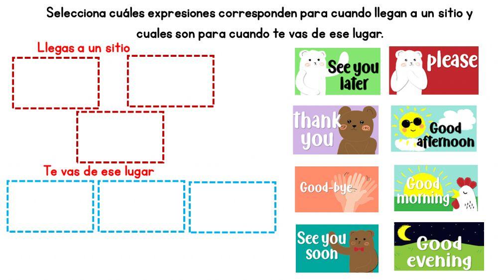 Expresiones cuando llegas y te vas de un lugar worksheet | Live Worksheets