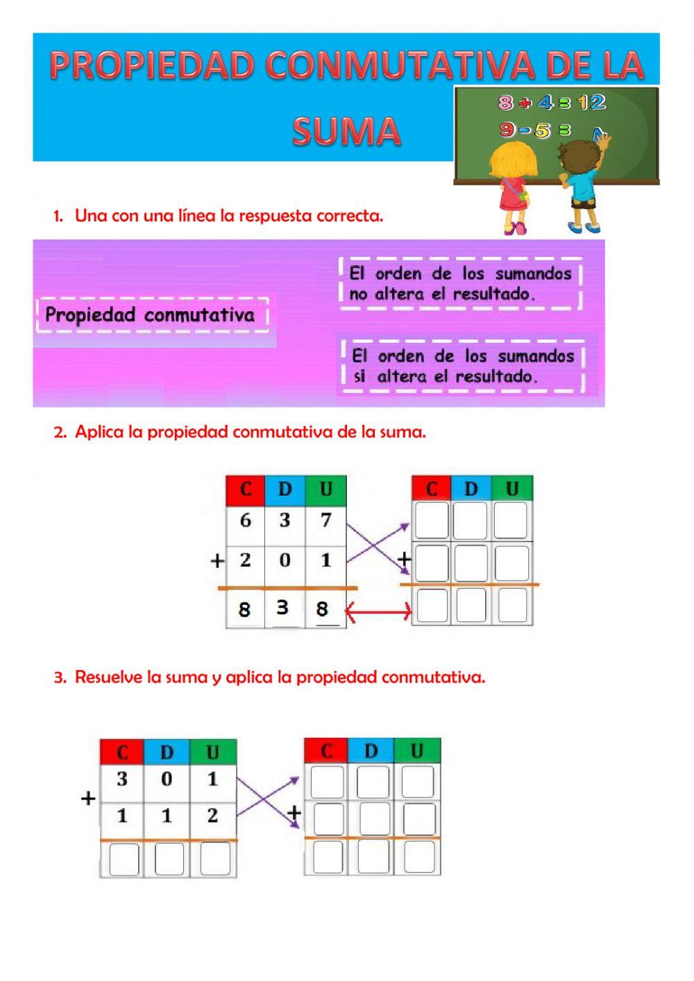 Propiedad conmutativa de la suma online exercise for | Live Worksheets