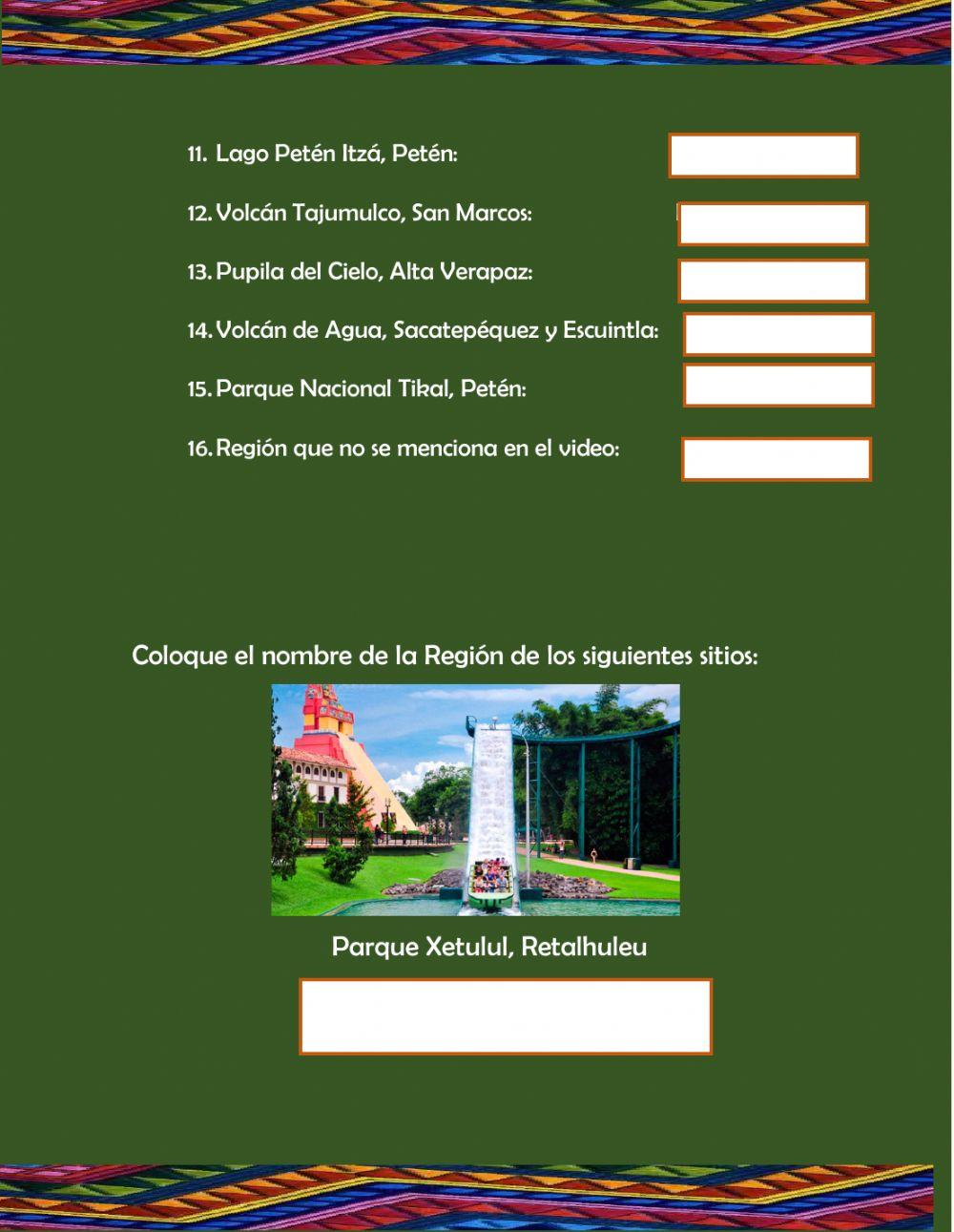 Regiones de guatemala worksheet | Live Worksheets