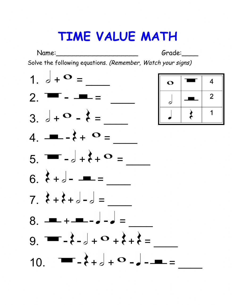 Time Values worksheet online exercise for | Live Worksheets